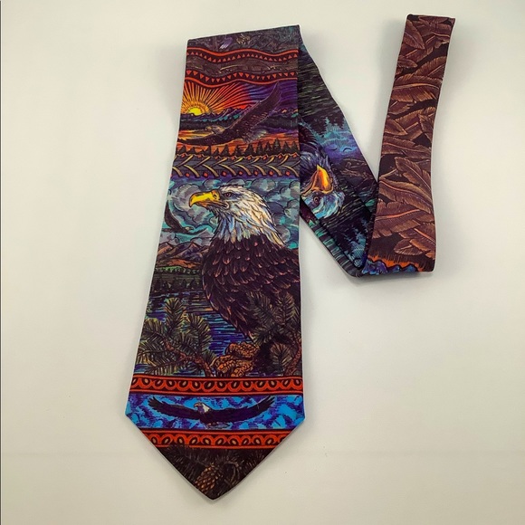 Vintage | Accessories | Vintage 9s Dem Crazy Mens Native Eagles Necktie ...